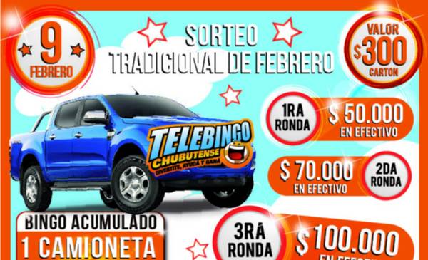 Telebingo: se sortean más de 2 millones de pesos y una camioneta